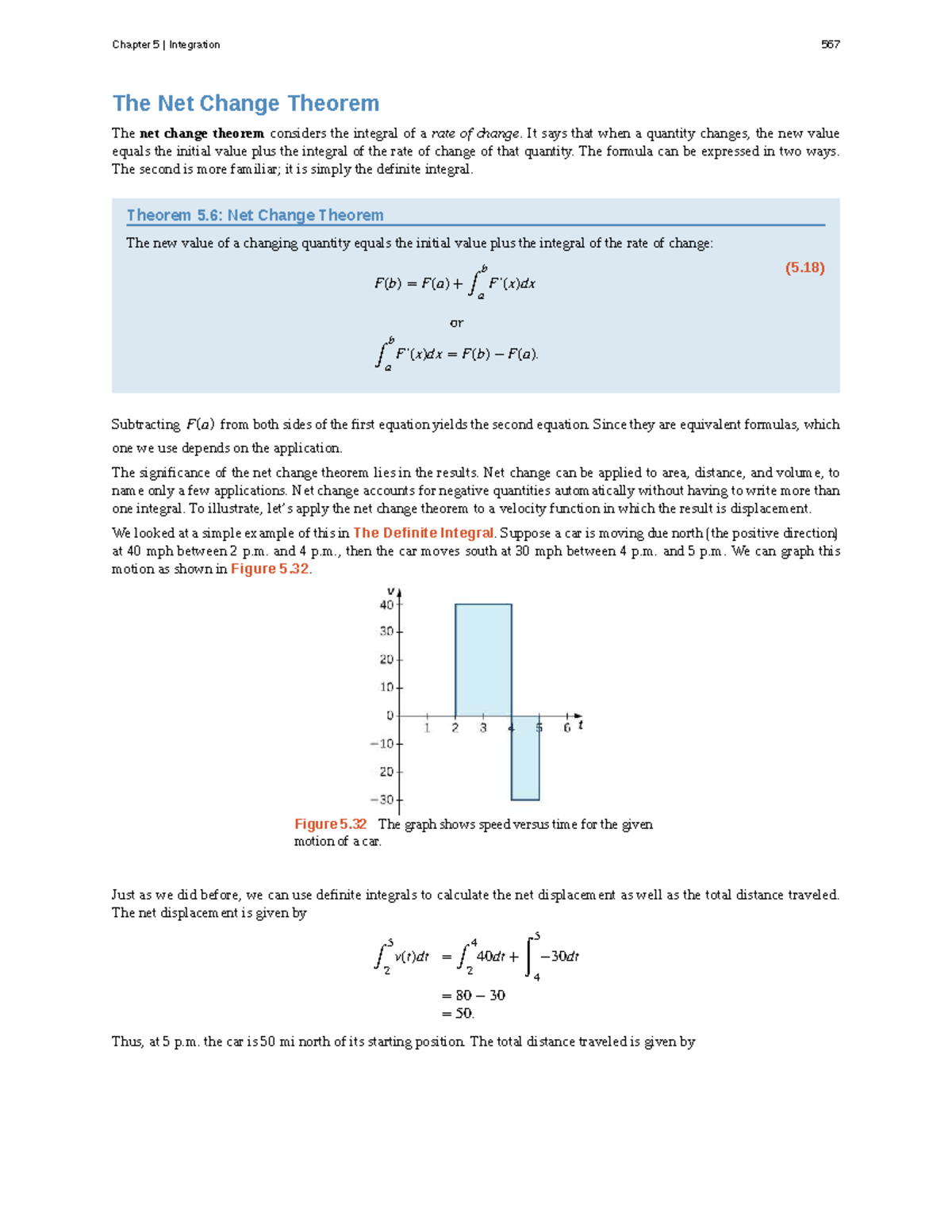 Chapter 5: Integration 567 - The Net Change Theorem Explained - Studocu