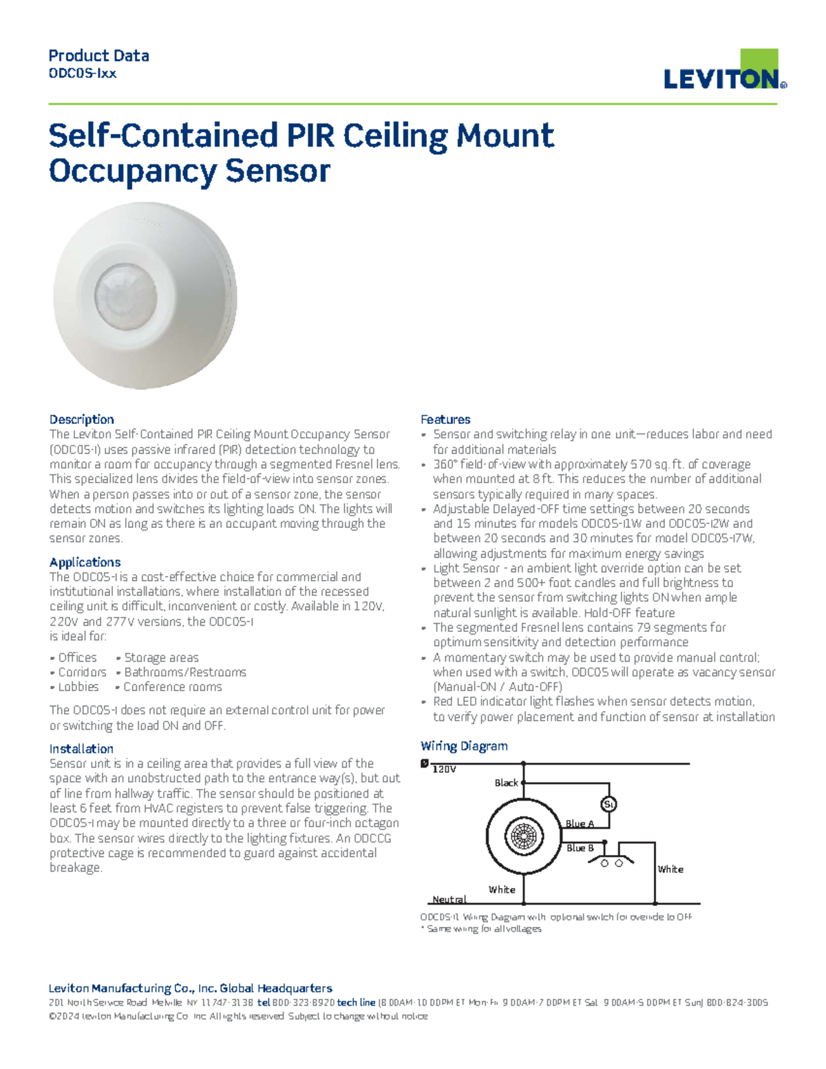 Leviton PIR Ceiling Mount Occupancy Sensor Overview - Studocu