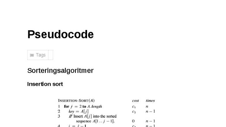 Pseudocode for Various Algorithms: Insertion, Merge, Quicksort, and ...