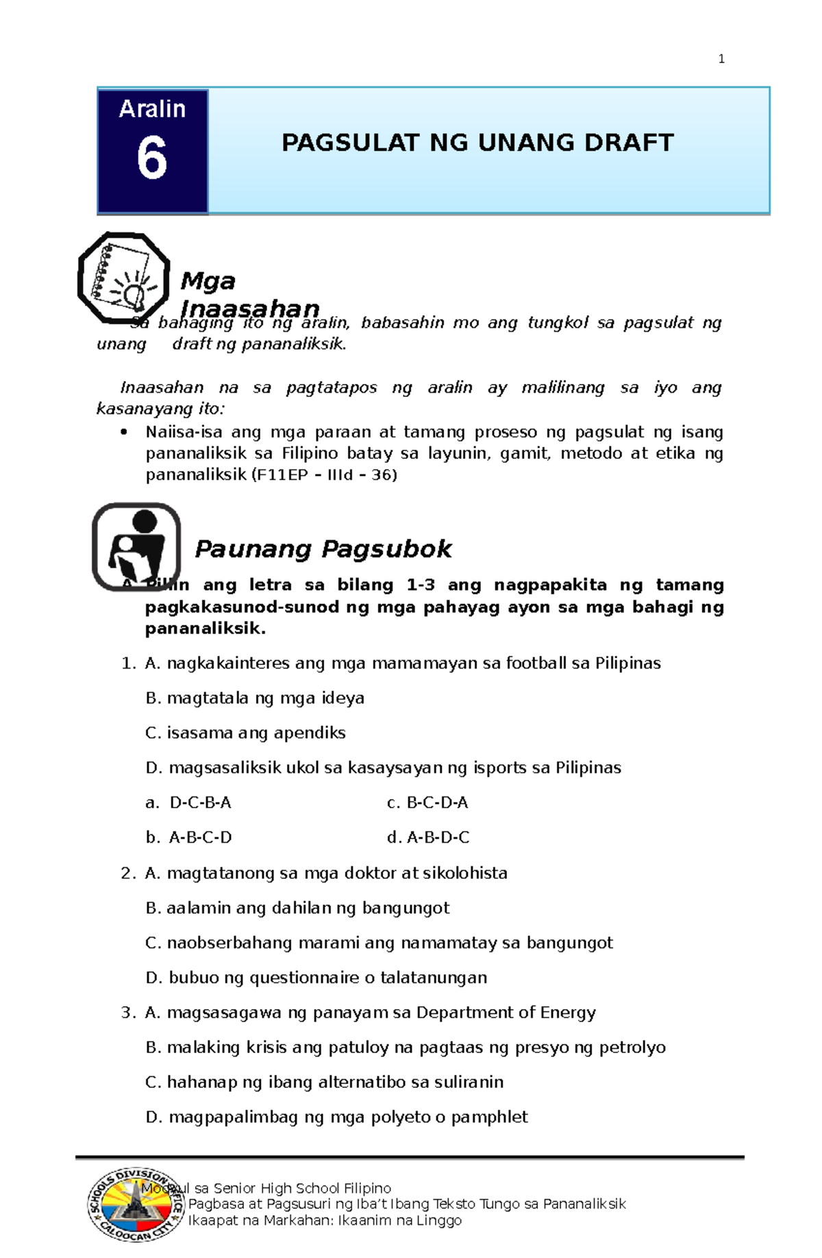 F11 Pagbasa at Pagsusuri ng Iba't Ibang Teksto Tungo sa Pananaliksik Q4 ...