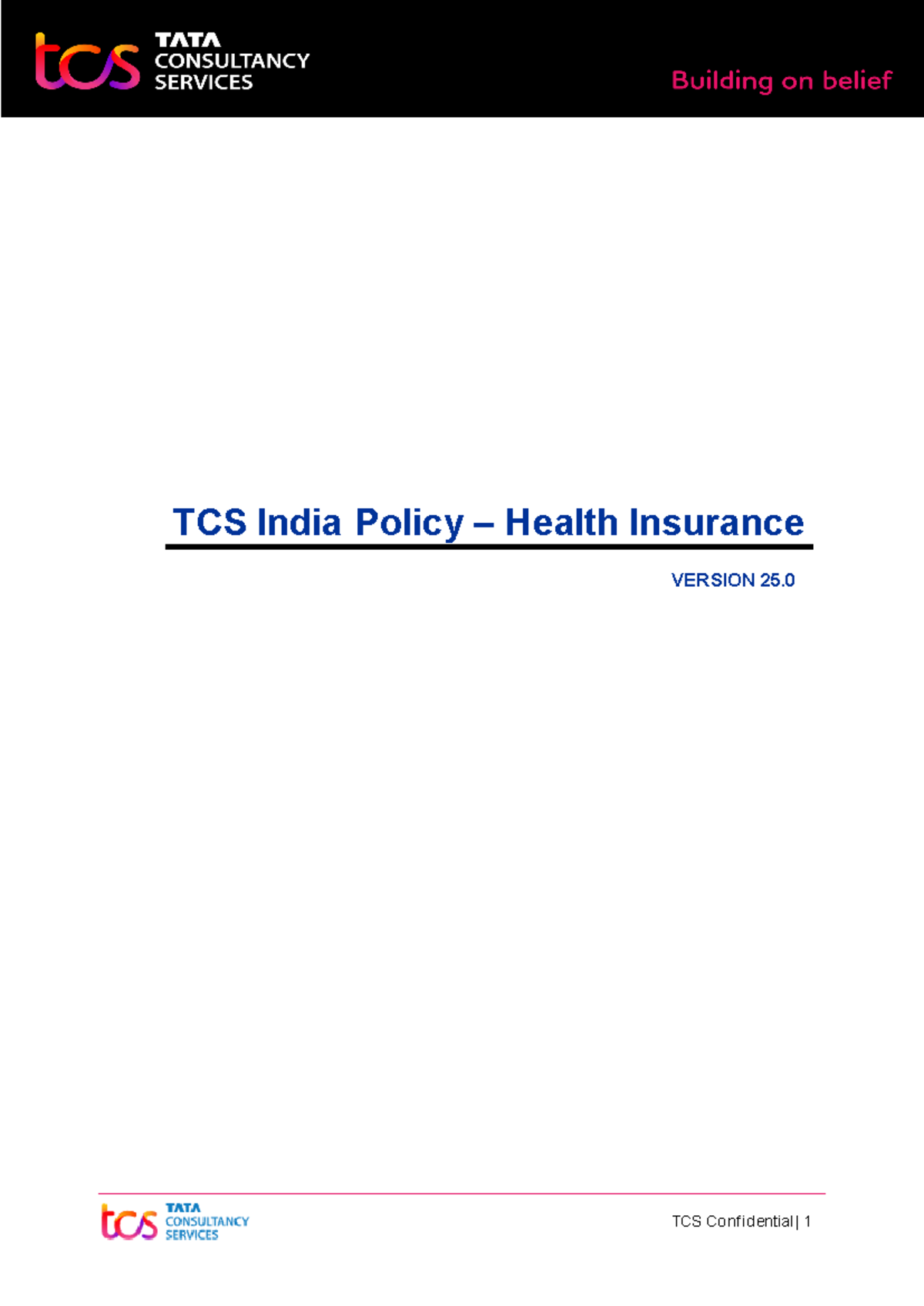 TCS (India) Health Insurance Policy Overview - Version 25 - Studocu