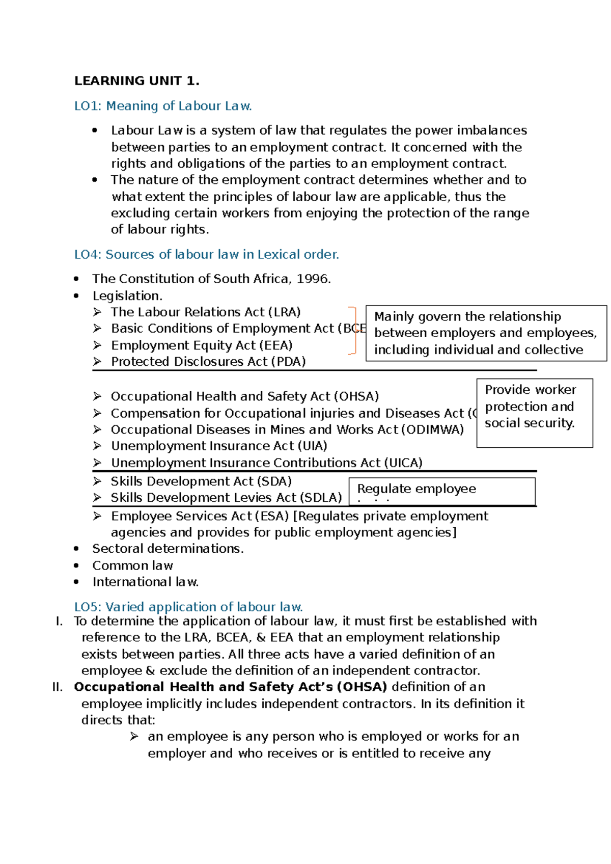 Labour Law Notes: Understanding Employment Contracts & Rights (LL101 ...