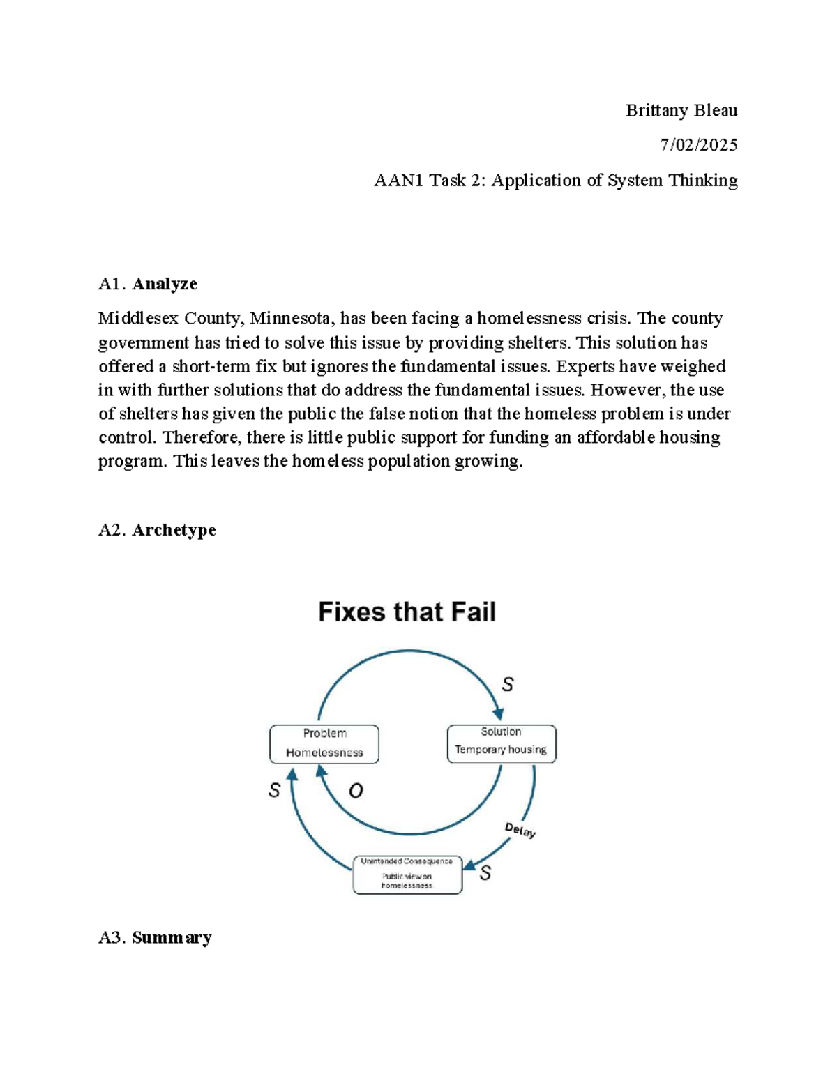 AAN1 Task 2: System Thinking Analysis of Homelessness in MN - Studocu