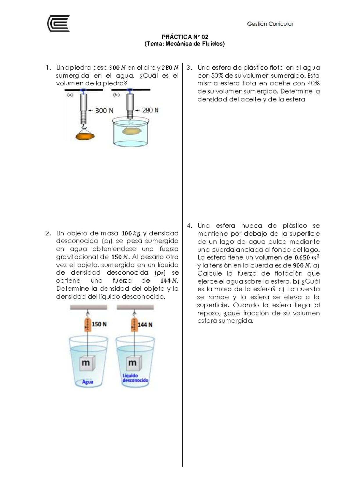 PRÁCTICA 02: Mecánica de Fluidos - Ejercicios y Problemas 2024-10 - Studocu