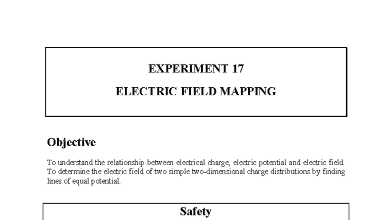 Experiment 17: Electric Field Mapping Lab (Expt17 2025) - Studocu