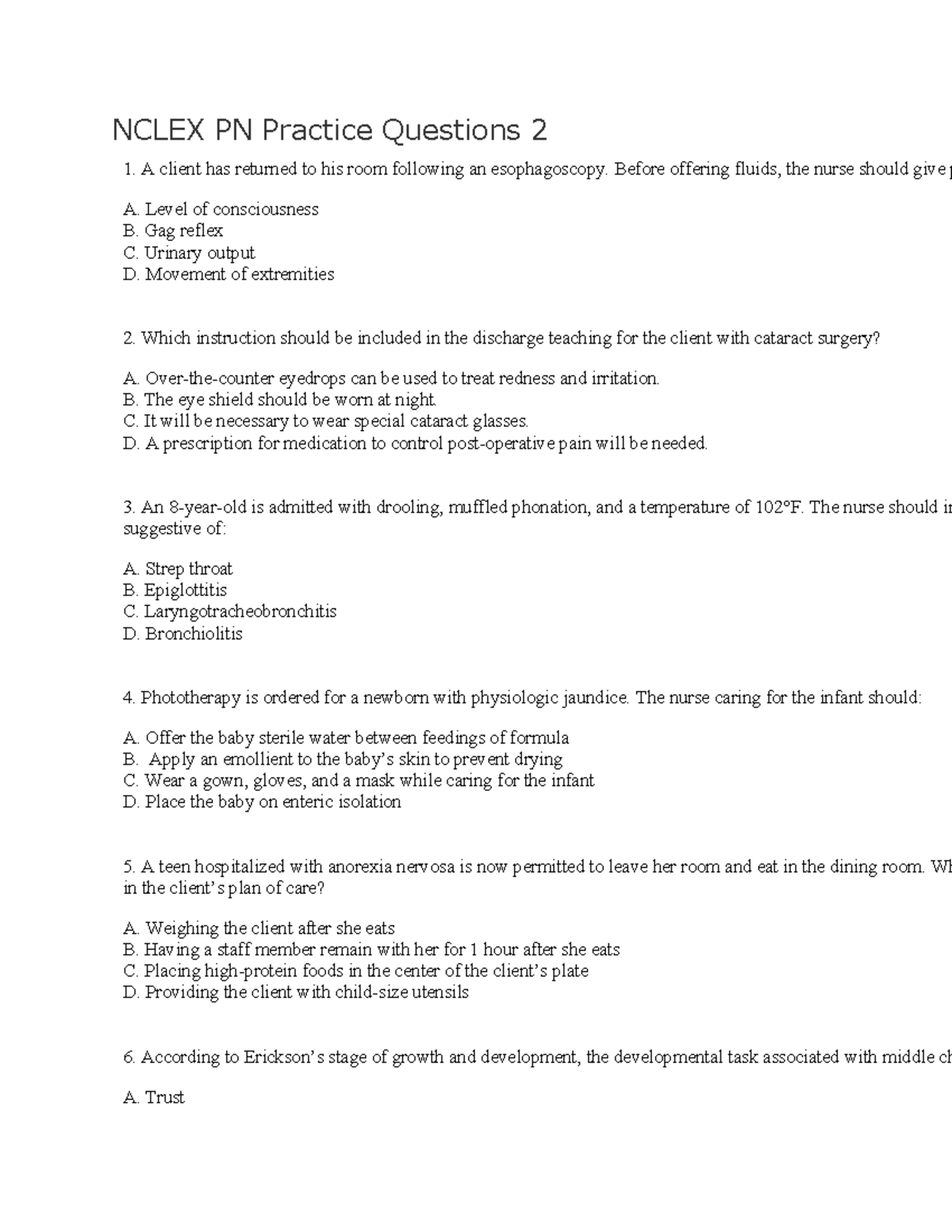 NCLEX PN Practice Questions & Answers - Study Notes - Studocu