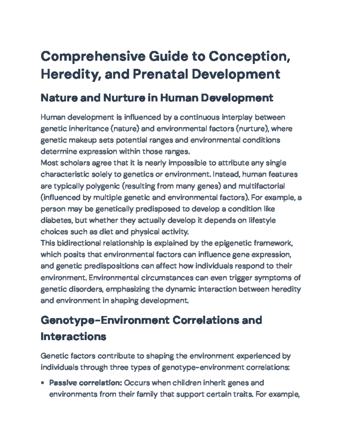 Comprehensive Overview of Genetics and Prenatal Development (PSY 101 ...