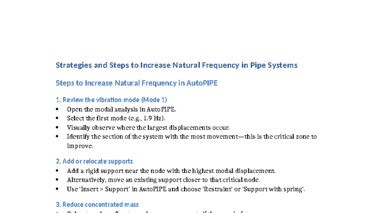 Strategies to Increase Natural Frequency in Pipe Systems EN - Studocu