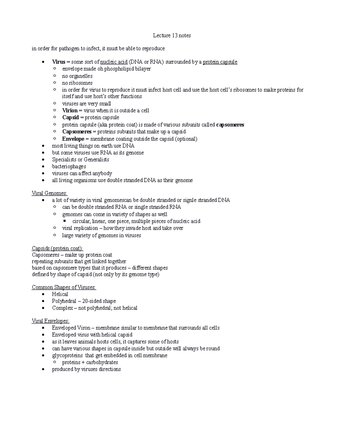 Lecture 13 notes - Cell and molecular biology of bacteria and their ...