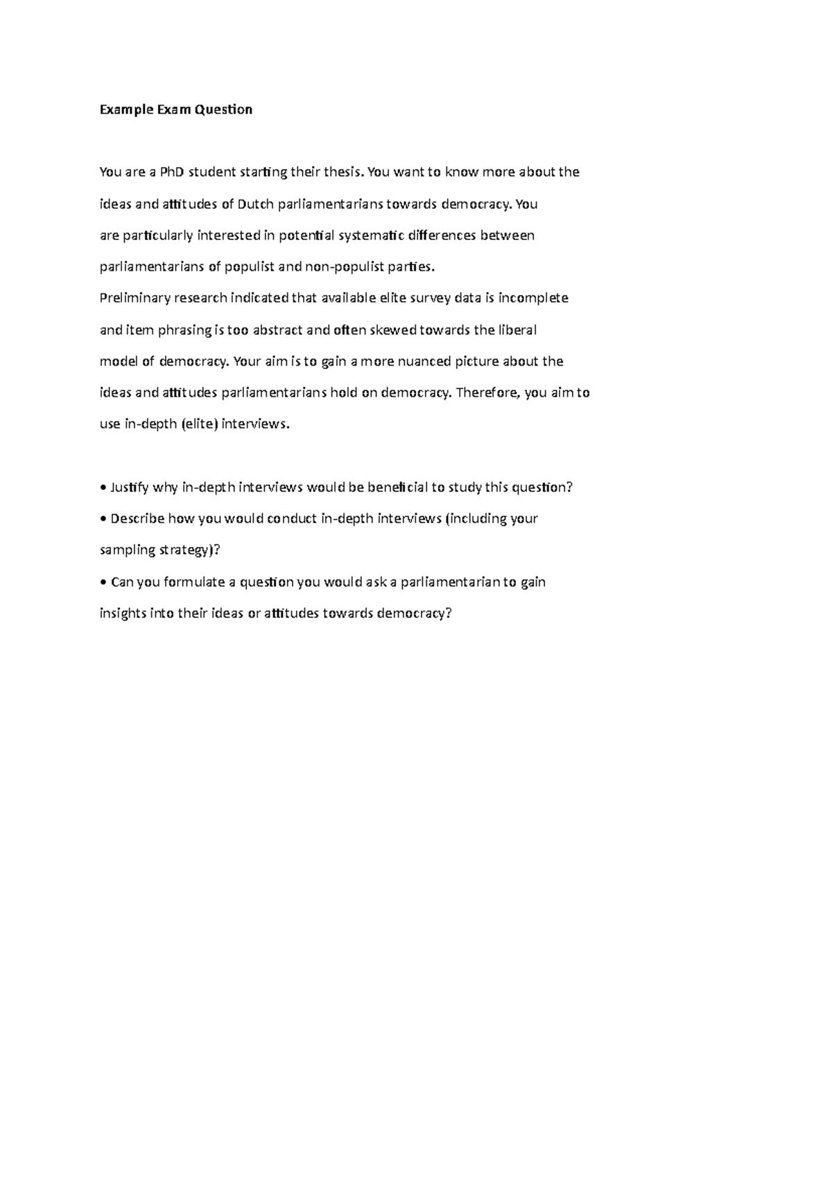 Example Exam Questions for Module 5x: Dutch Parliamentarians on ...