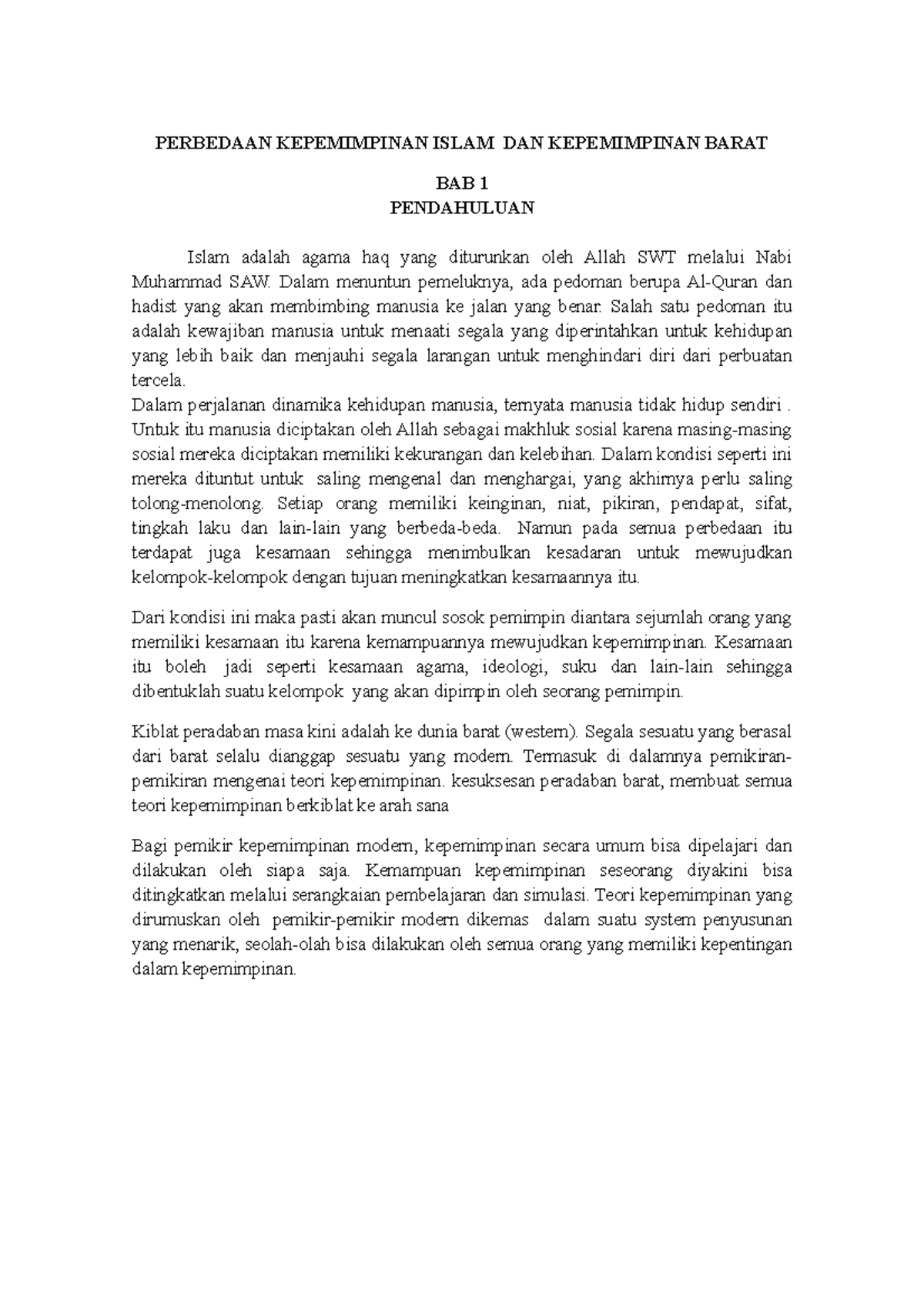 Perbedaan Kepemimpinan Islam DAN Kepemimpinan Barat - PERBEDAAN KEPEMIMPINAN ISLAM DAN ...