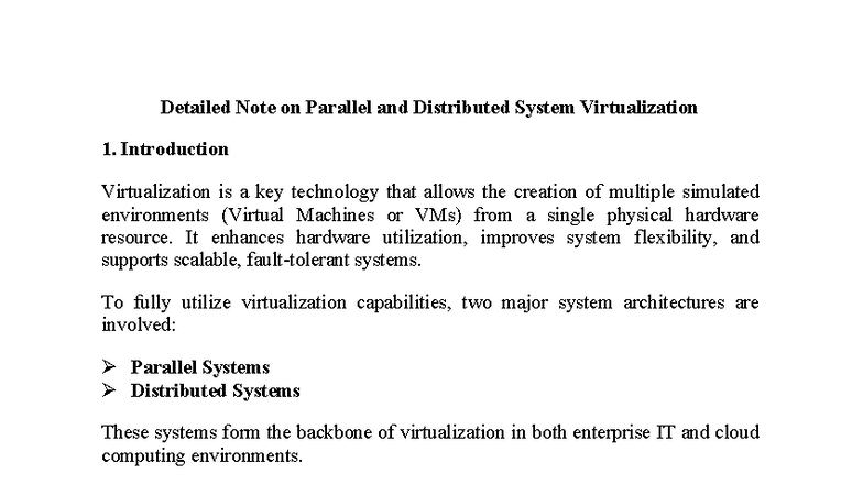 Parallel and Distributed Systems Overview: Virtualization Insights ...