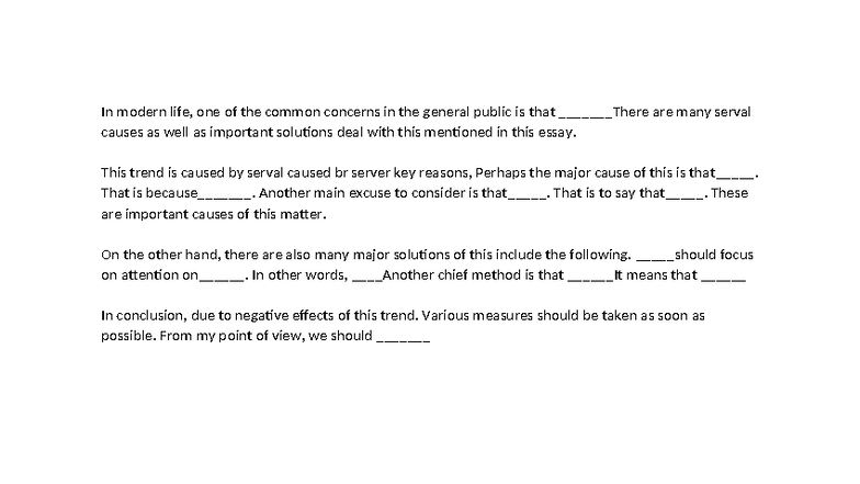 Essay Notes: Causes and Solutions in Modern Life - Studocu