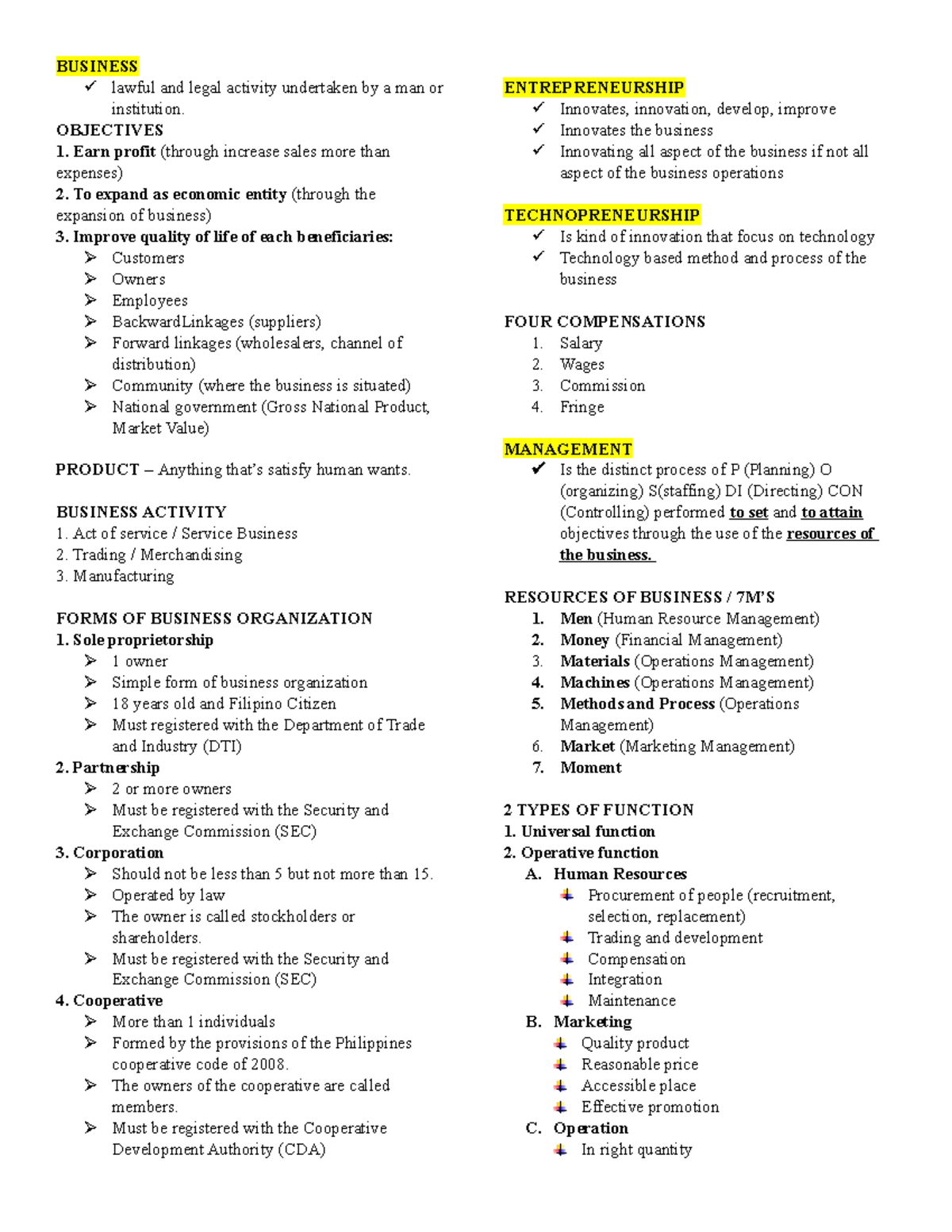BUSINESS 101: Overview of Lawful Activities and Entrepreneurship - Studocu