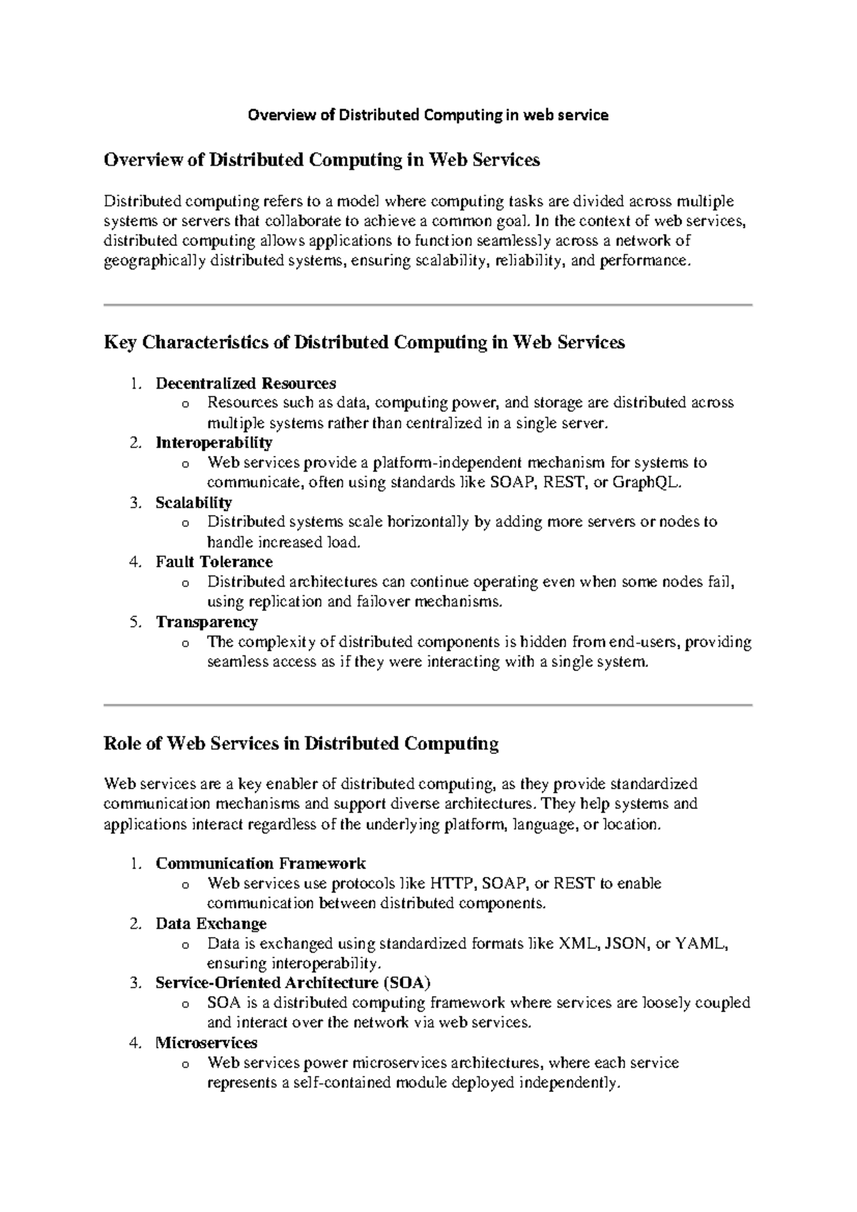 Unit 1: Overview of Distributed Computing in Web Services - Studocu