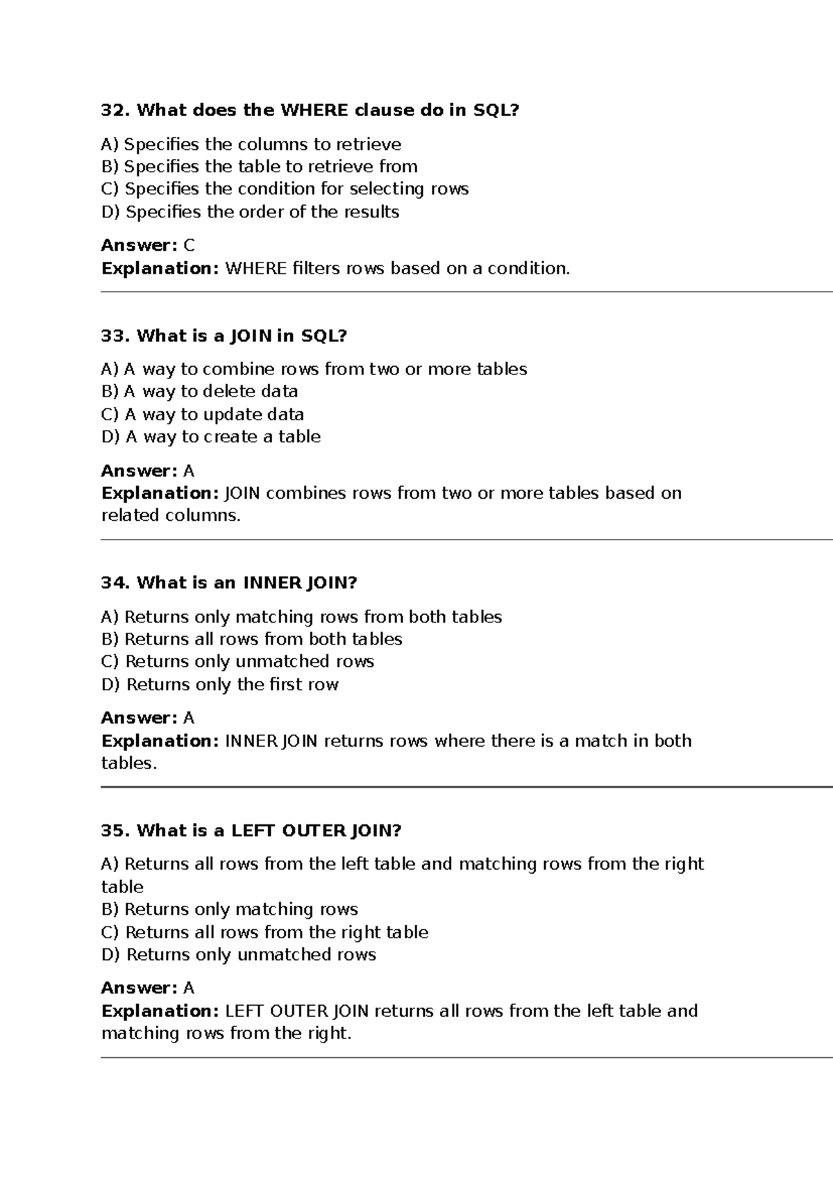 IRM4723 Final Exam Q&A: SQL Concepts and Data Management - Studocu