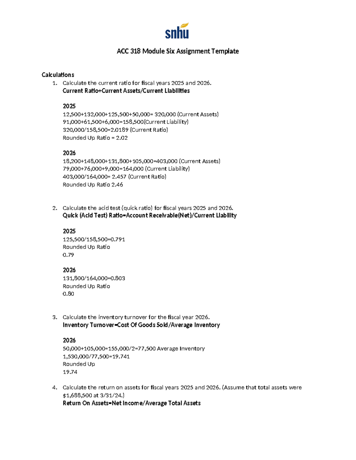 ACC 318 Module Six Assignment Template - ACC 318 Module Six Assignment ...