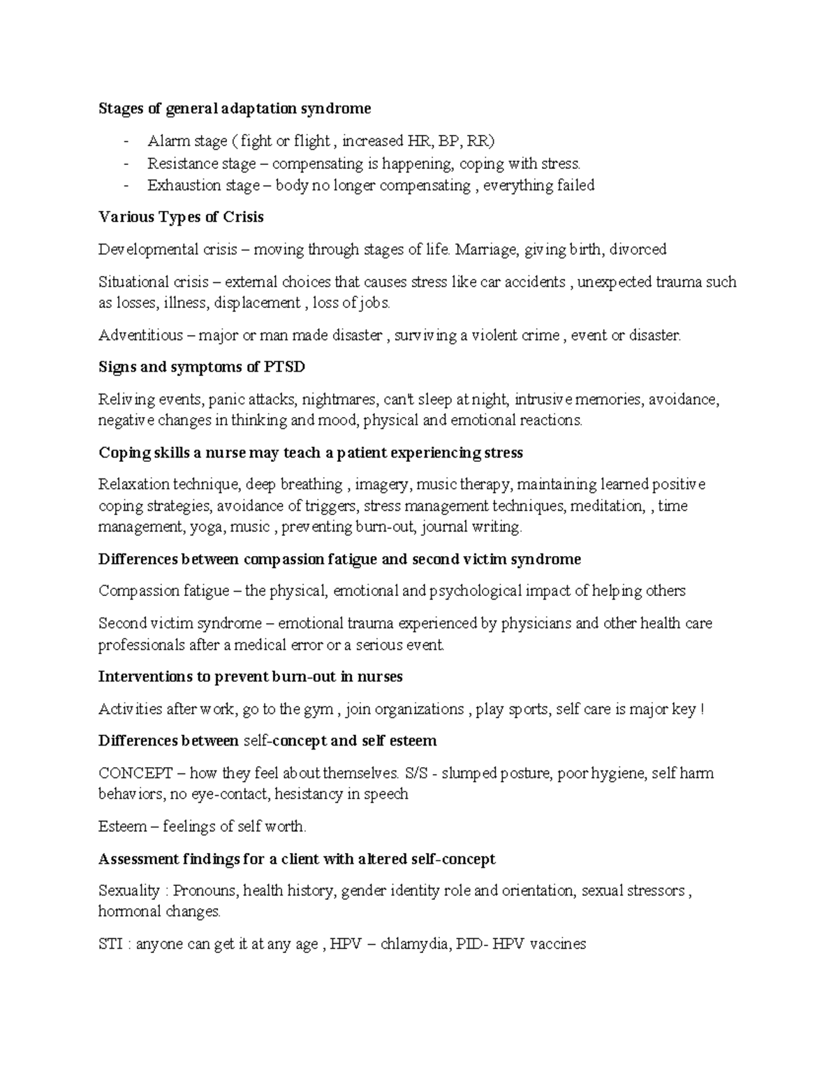 Foundations Final Exam Study Guide: General Adaptation Syndrome ...