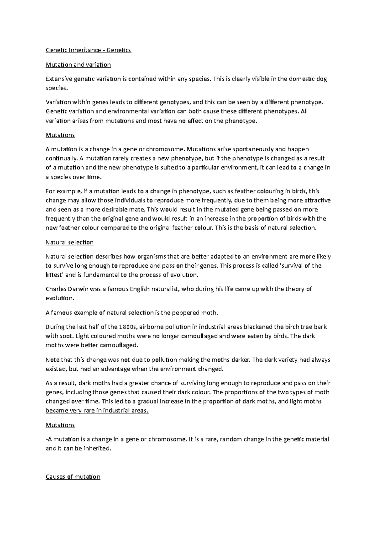Genetic Inheritance Lecture Notes 3 5 Genetic Inheritance Genetics Mutation And Variation