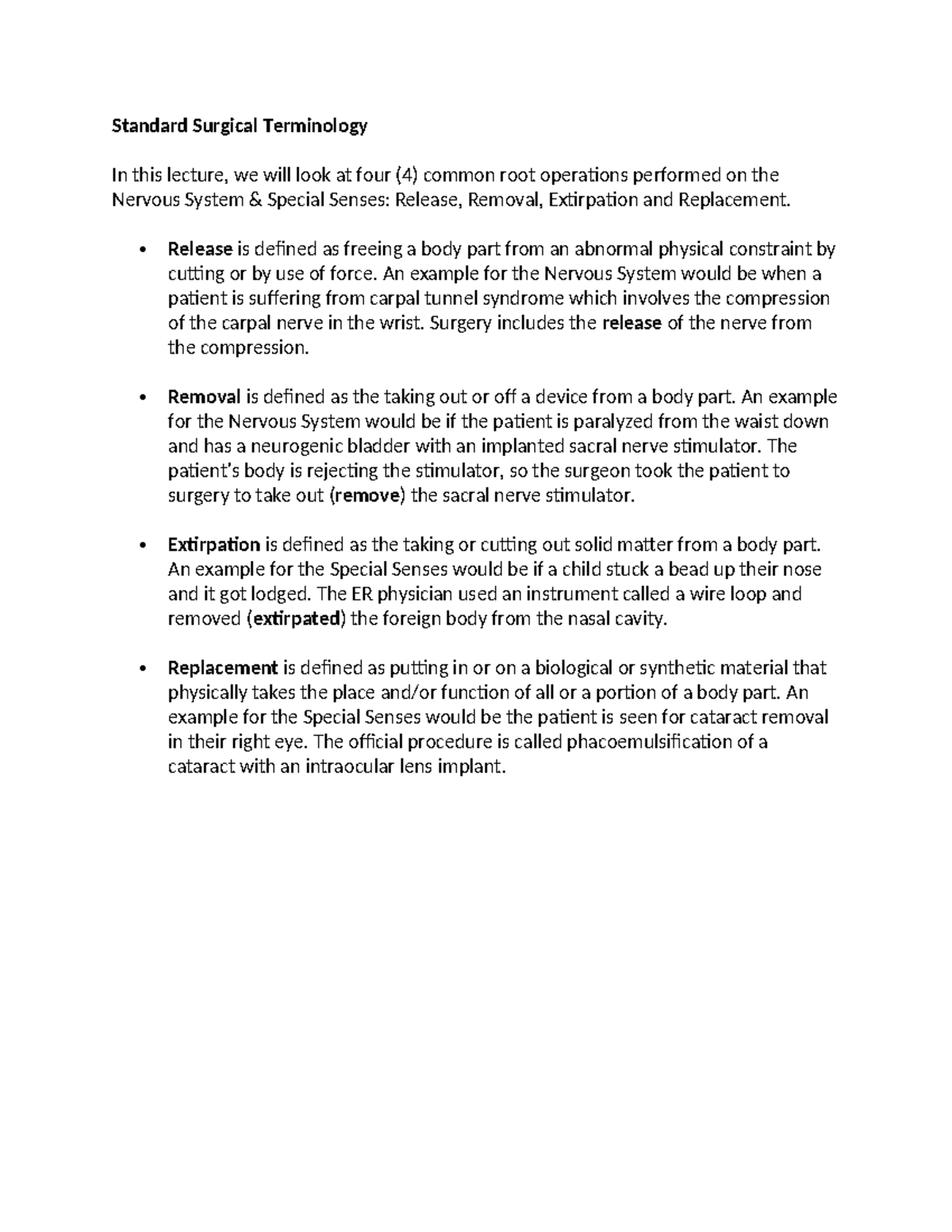 Nervous System and Special Senses - Standard Surgical Terminology ...