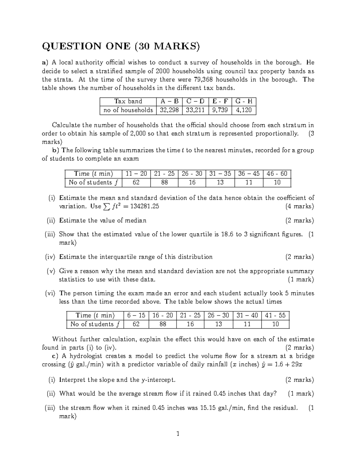 Statistics and Probability Exam Questions (30 Marks) - Studocu