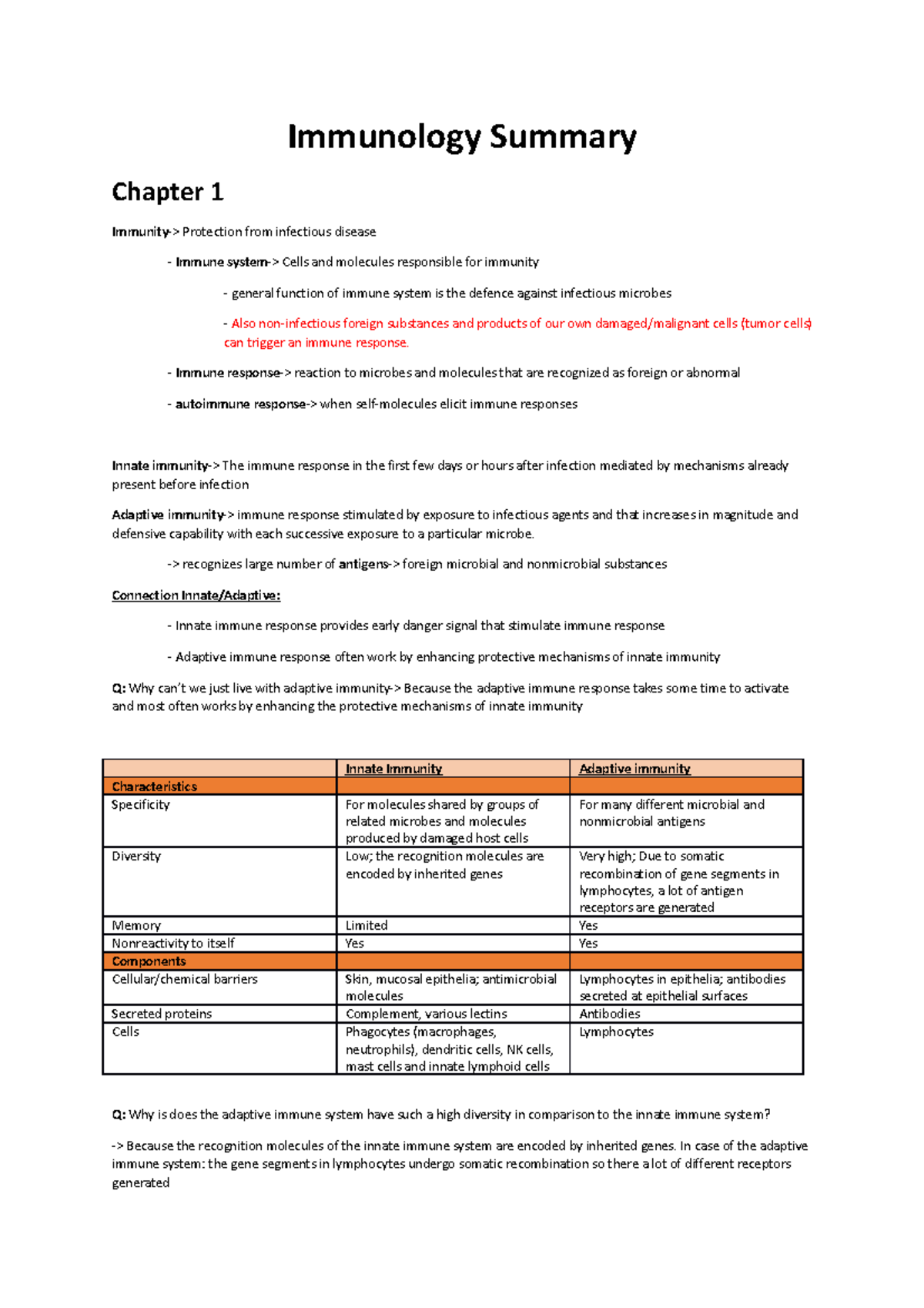 Immunology Abbas Ch 1-3 Summary: Key Concepts and Immunity Mechanisms ...