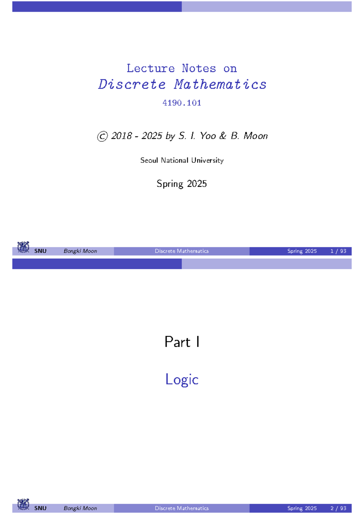 Lecture notes on discrete mathematics 4190.101 spring 2025 - Studocu