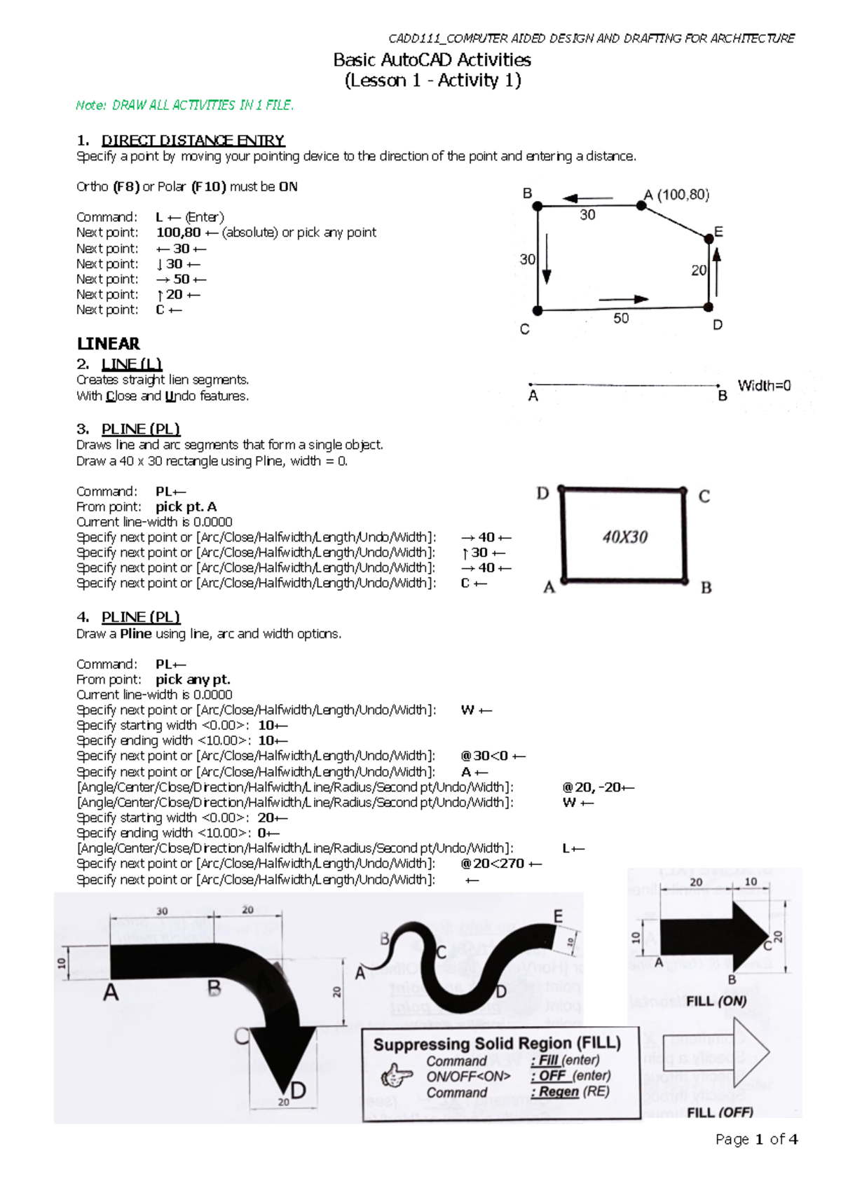 Lesson 1 Activity 1 - none - Basic AutoCAD Activities (Lesson 1 ...