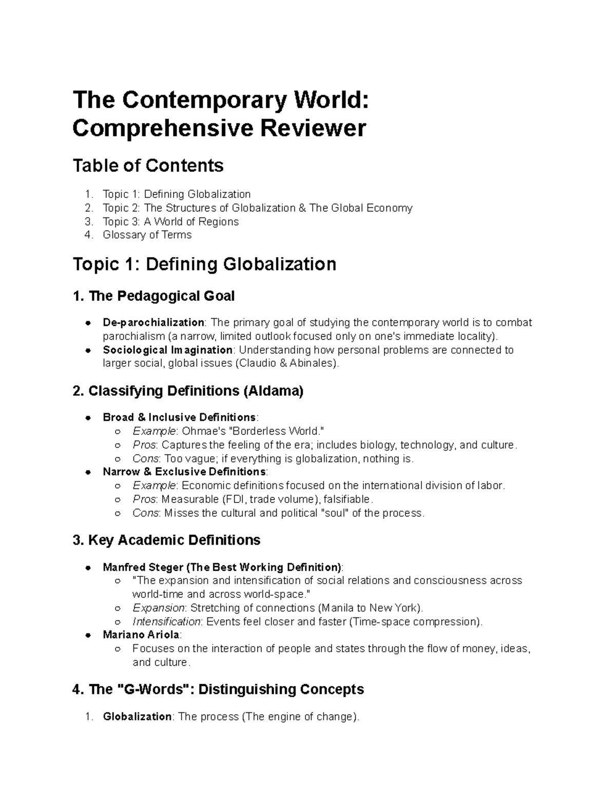 The Contemporary World: Globalization Comprehensive Review (Course Code ...