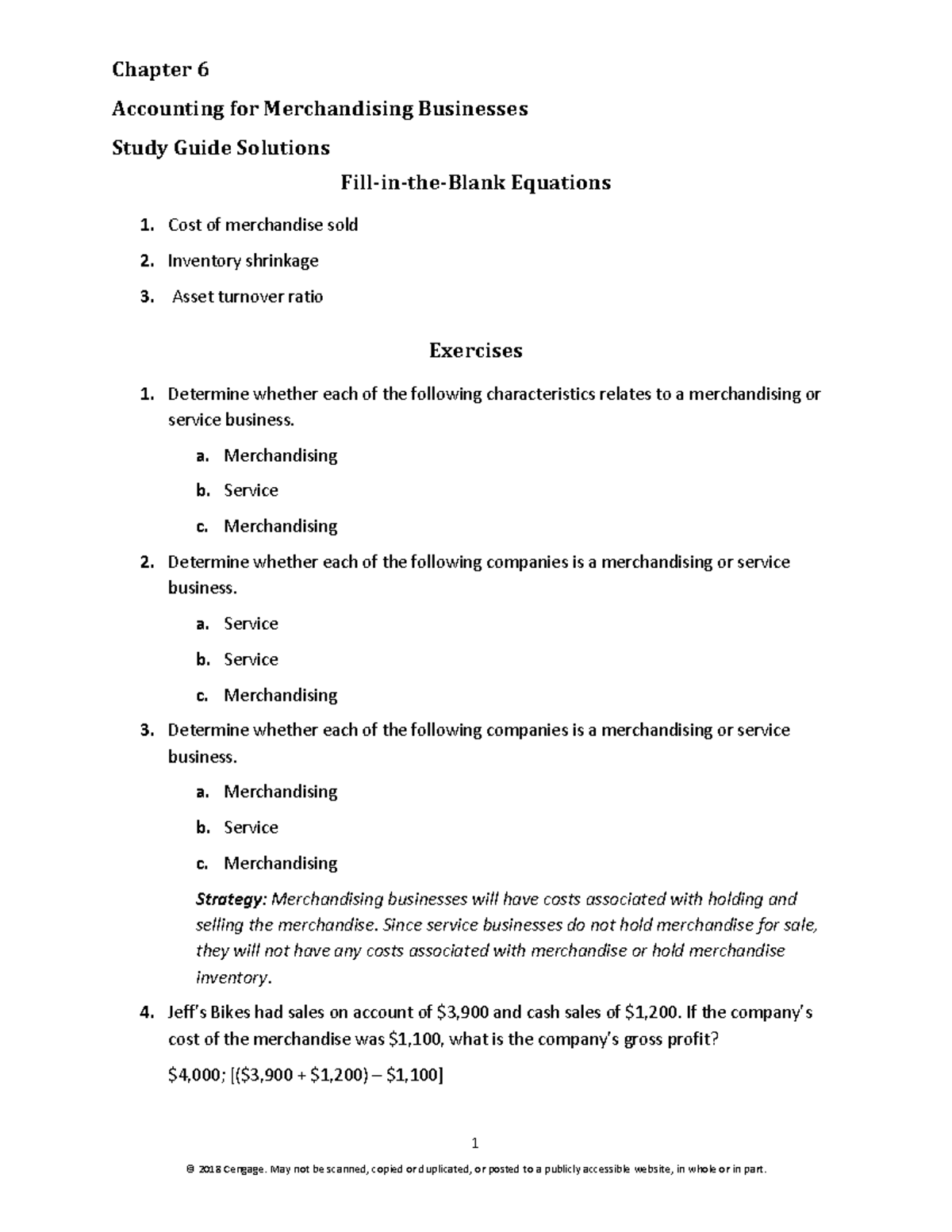 Chapter 6 Study Guide: Accounting for Merchandising Businesses ...