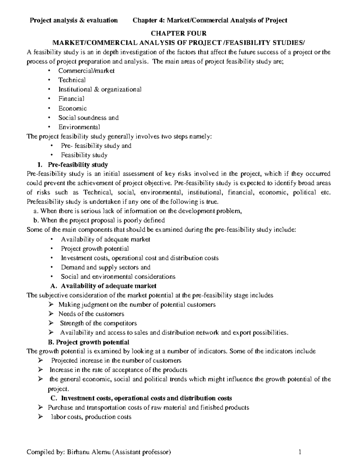 Project chapter 4 Market Analysis - CHAPTER FOUR MARKET/COMMERCIAL ...