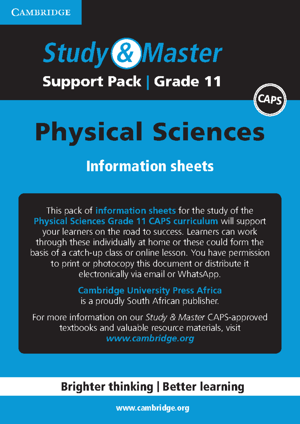 GR11 Physical Sciences Study Information Sheets for CAPS Curriculum ...
