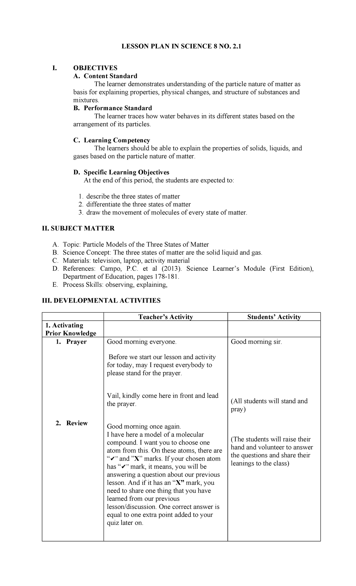 Unpacked LP - lesson plan in Science 7 - LESSON PLAN IN SCIENCE 8 NO. 2 ...