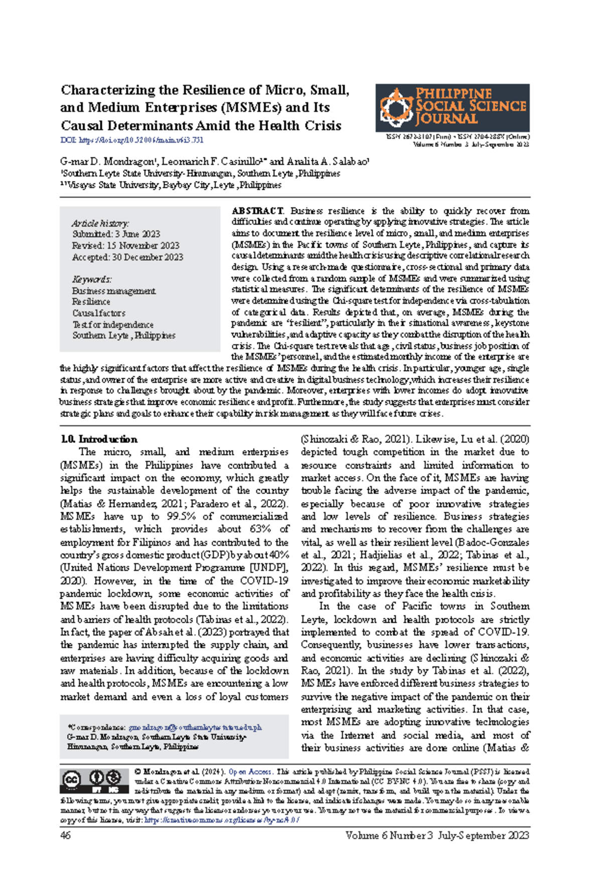 Characterizing MSME Resilience and Causal Factors During Health Crisis ...