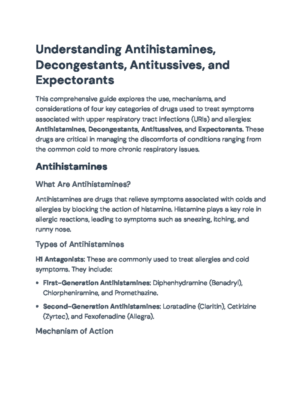 Understanding Antihistamines, Decongestants, Antitussives ...