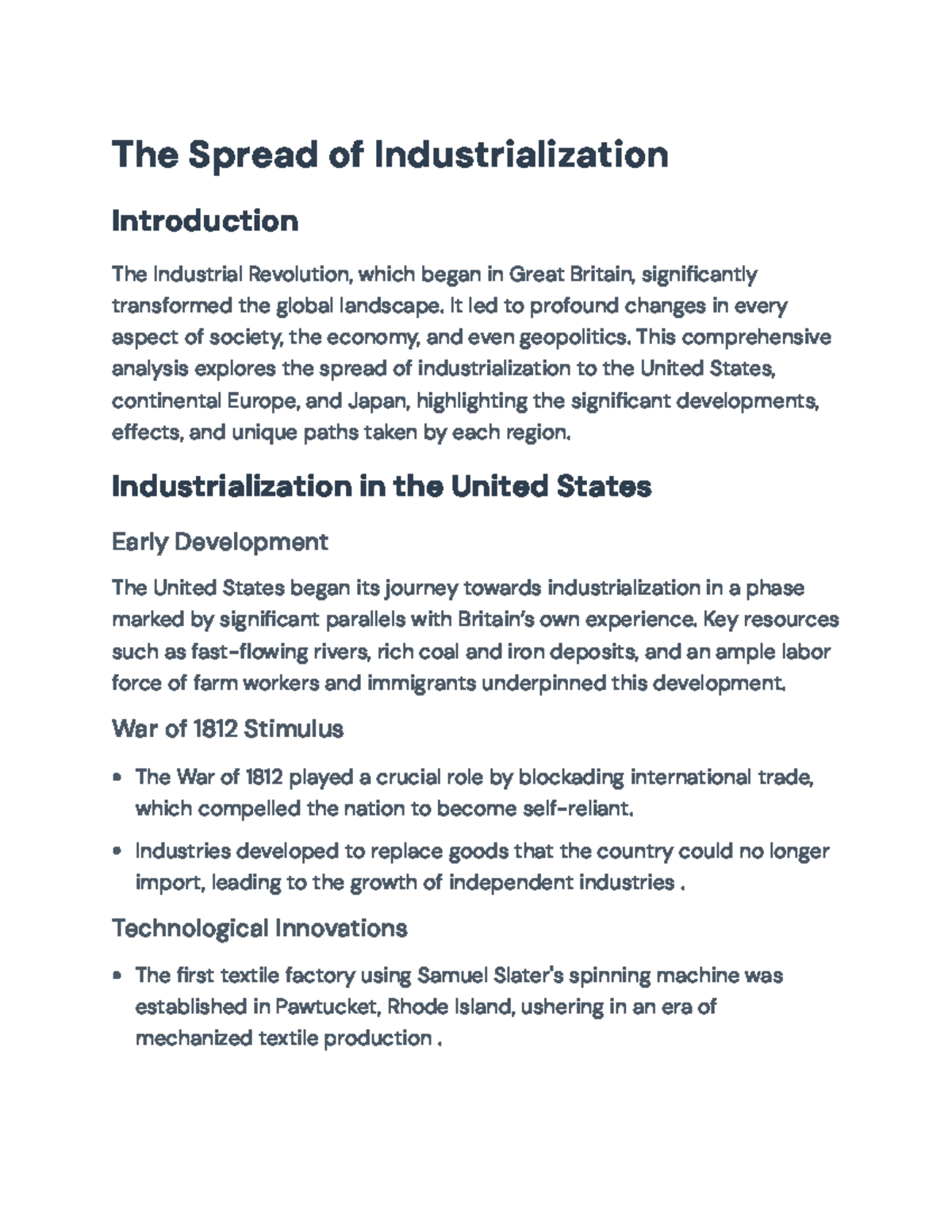 The Spread of Industrialization: A Global Perspective on Development ...