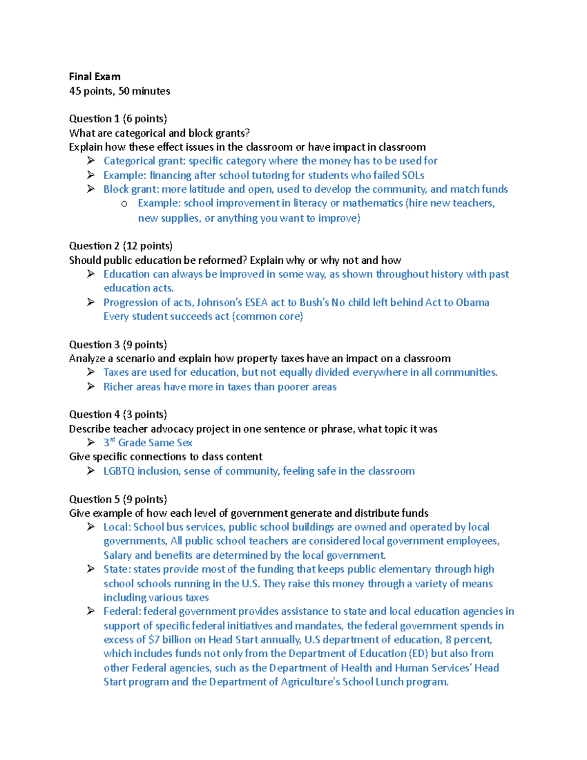 EDUC Final Exam - Key Insights on Foundations of American Education ...