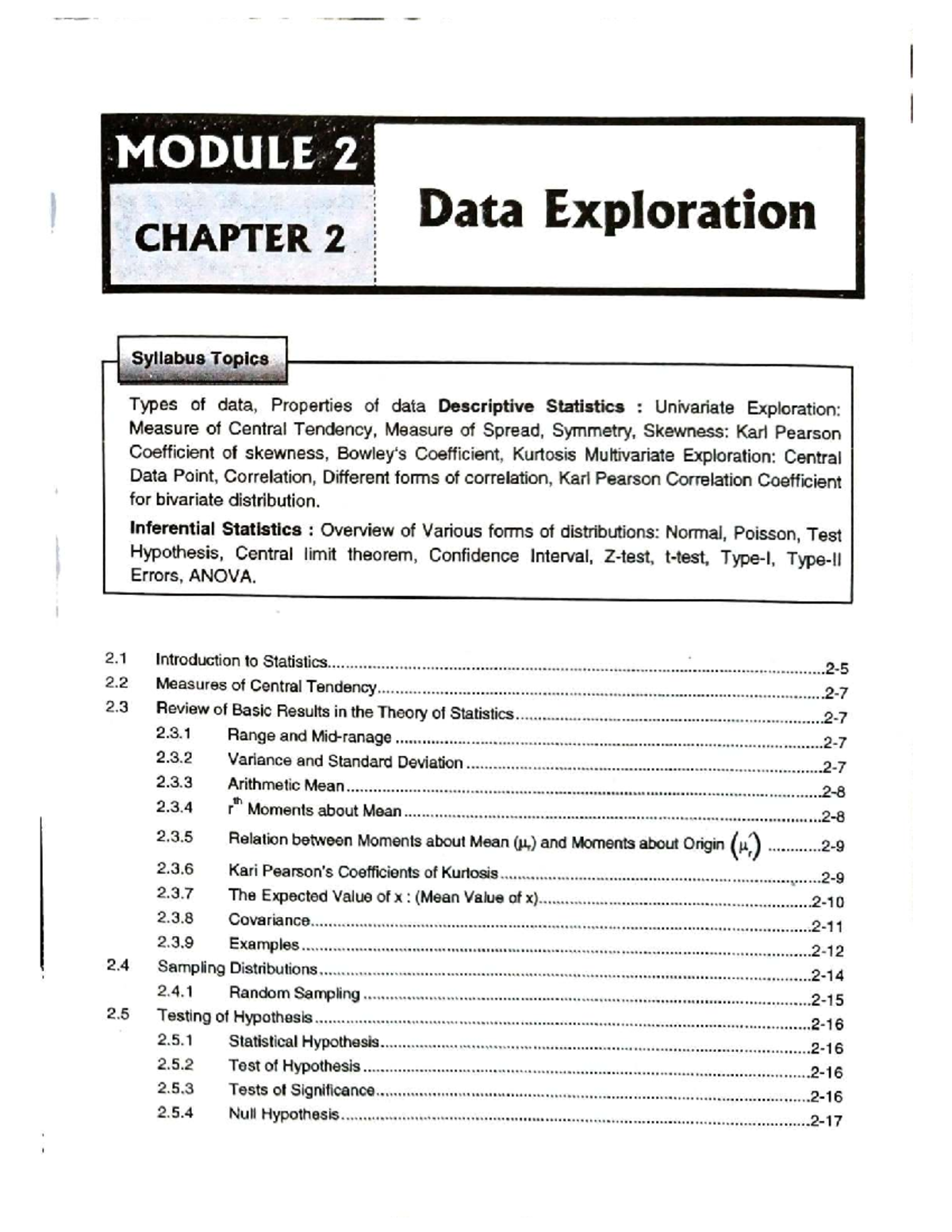 MODULE 2 Data Exploration: Key Concepts in Statistics and Analysis - Studocu