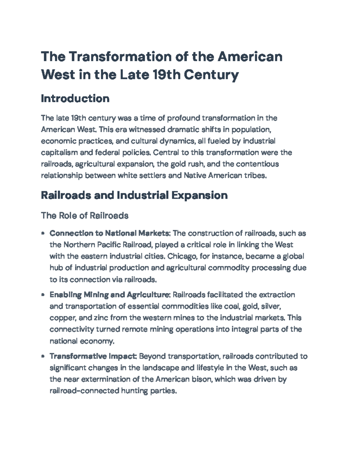 The Transformation of the American West: Economic & Cultural Shifts ...