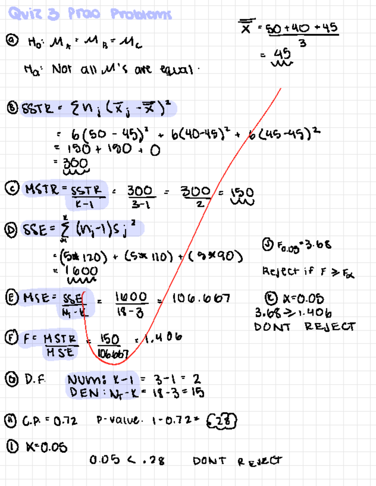 MAS 203 - Quiz 3 Practice Problems on ANOVA - Studocu