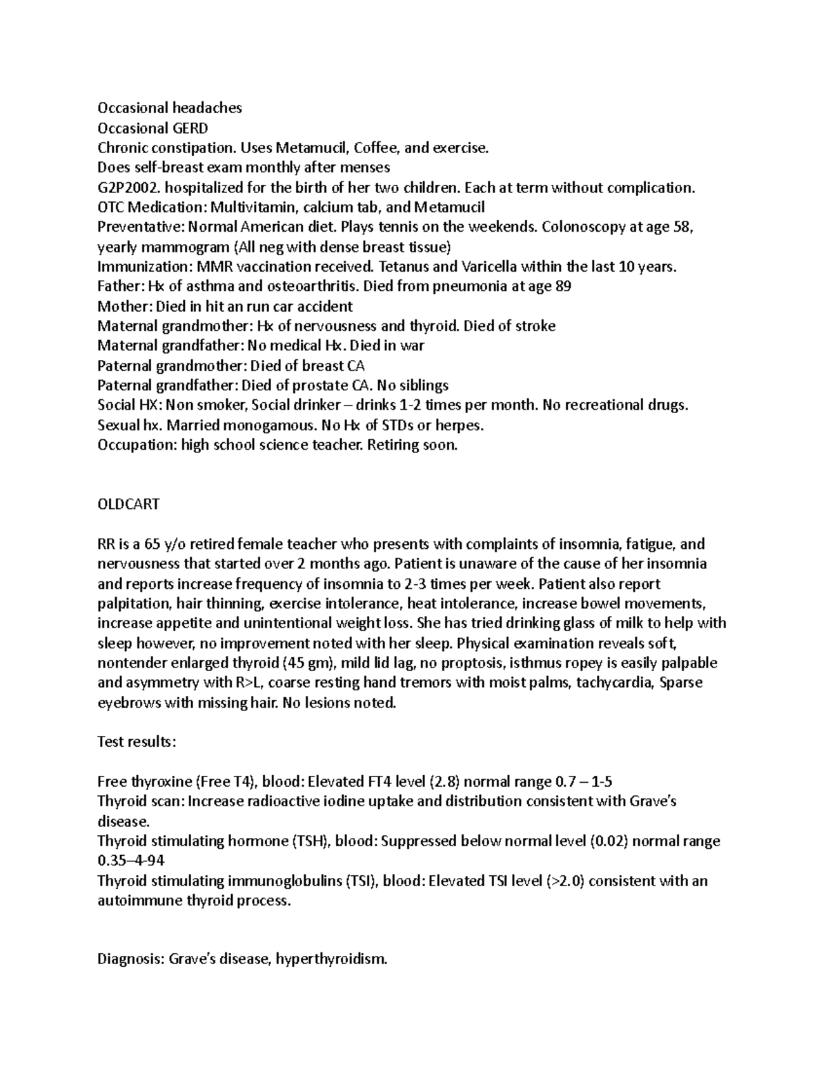 WEEK 3 iHuman Case Study: Hyperthyroidism Diagnosis & Management - Studocu