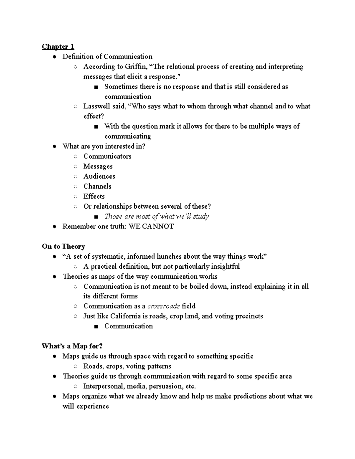 Comm 100: Overview of Communication Theories and Concepts - Studocu