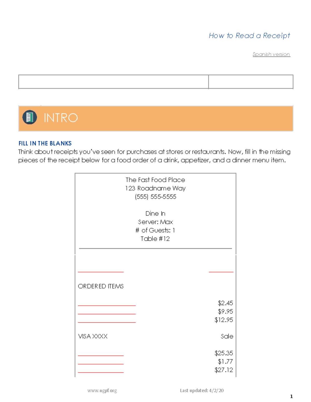 - How to Read A Receipt - How to Read a Receipt Spanish version INTRO ...