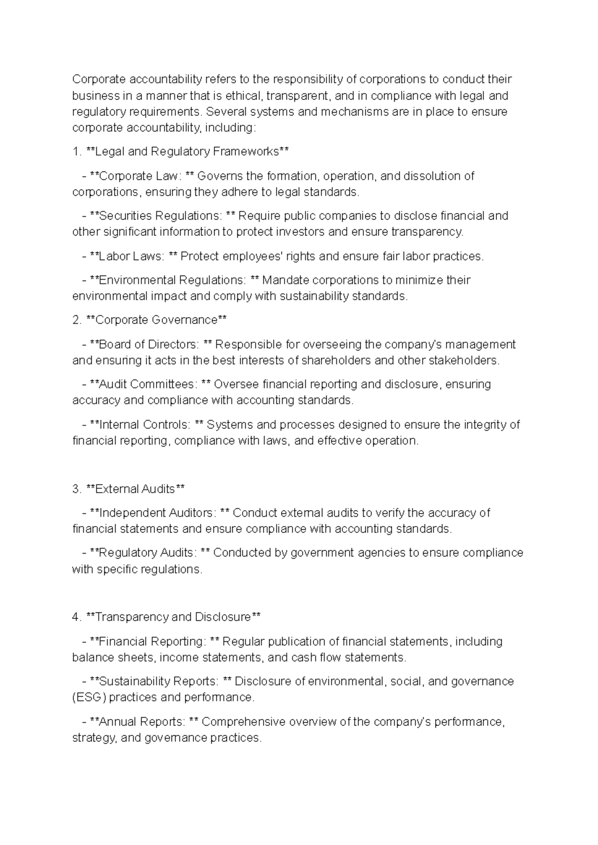 WHAT Systems IN Place TO Ensure Corporate Accountability - Corporate ...