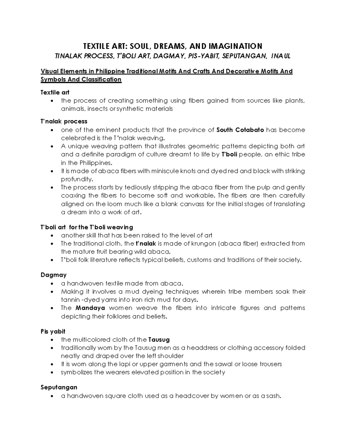 Textile Art, Soul, Dreams & Imagination: T’nalak & Indigenous Crafts ...