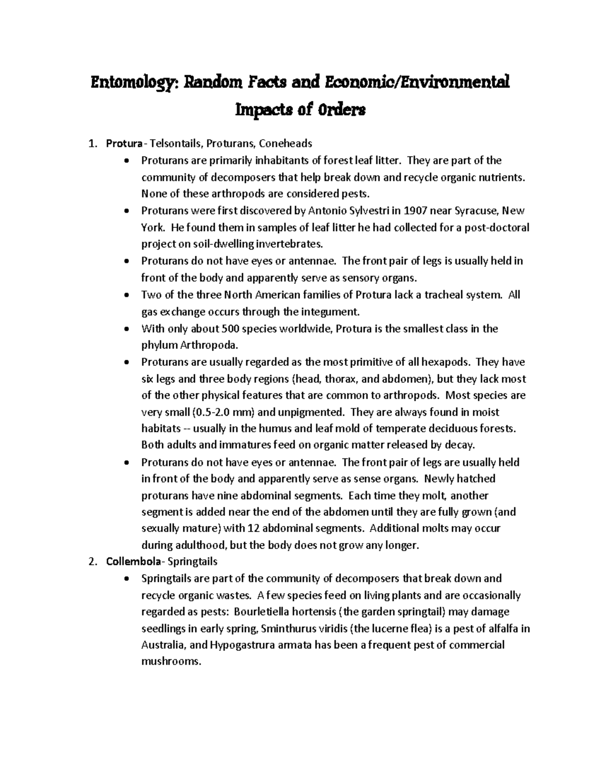 Mk3966's Entomology Notes: Facts on Insect Orders and Their Impacts ...