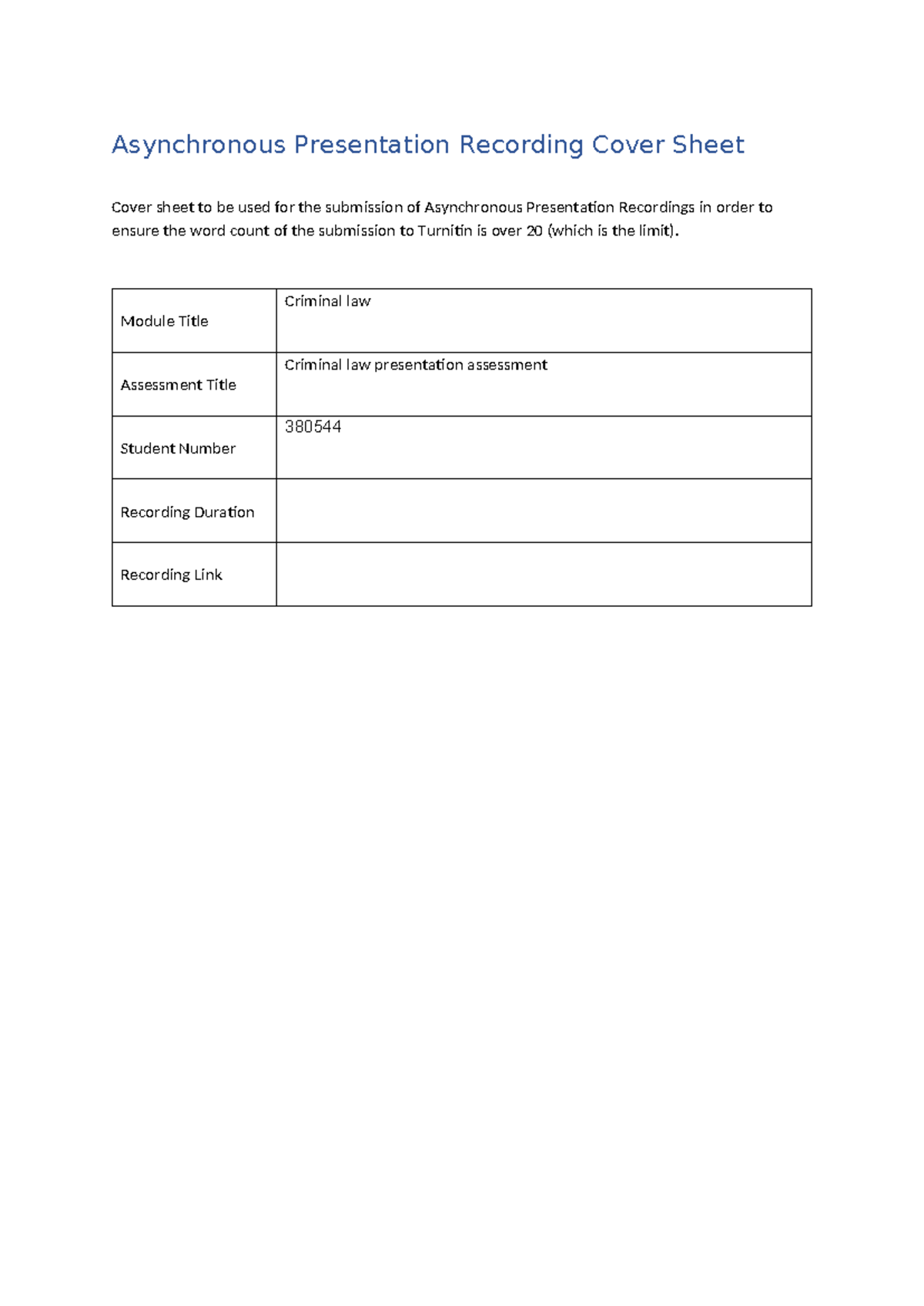 ADS Cover sheet - not - Asynchronous Presentation Recording Cover Sheet ...