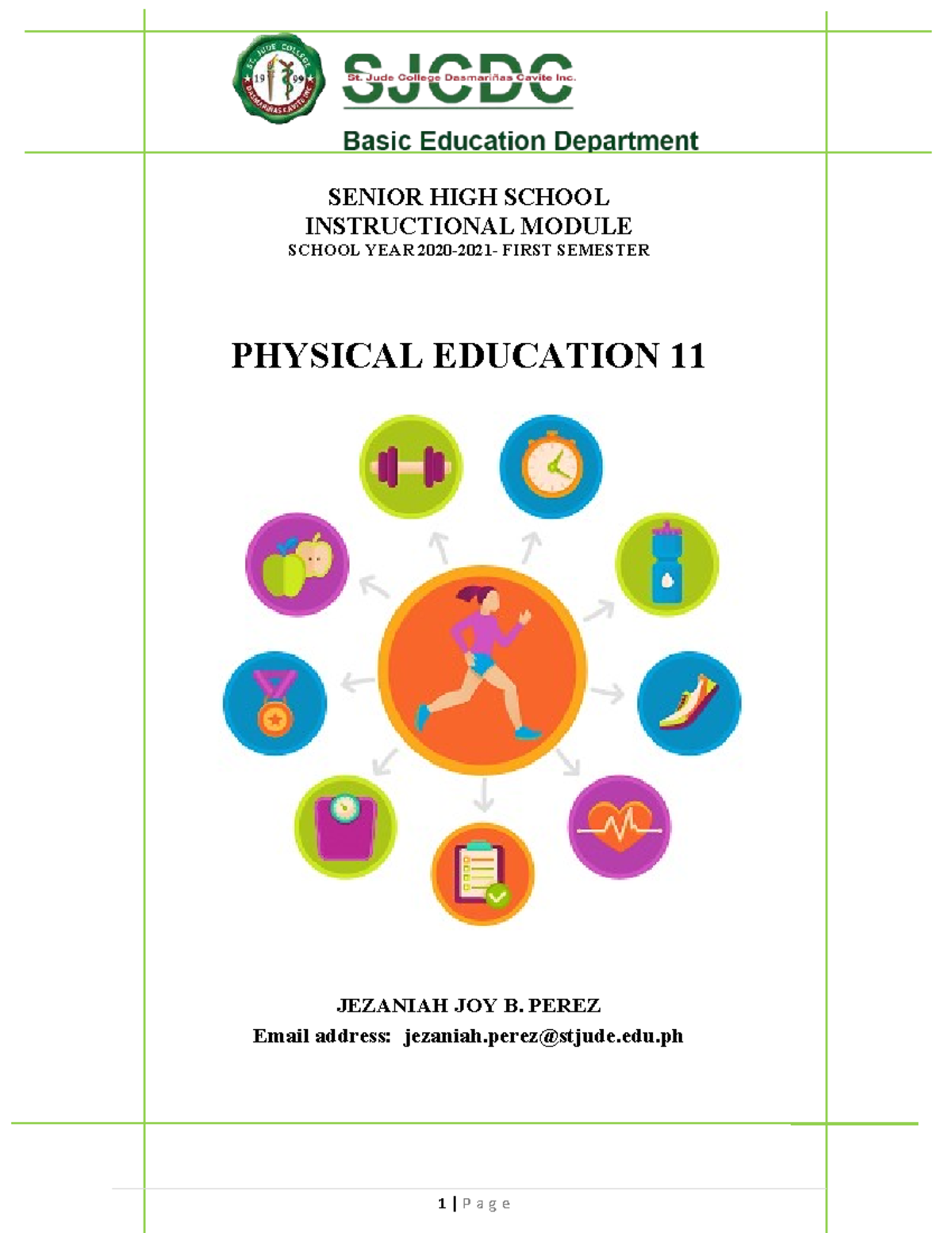 P.E. 11 First Semester Instructional Module: Fitness & Health - Studocu