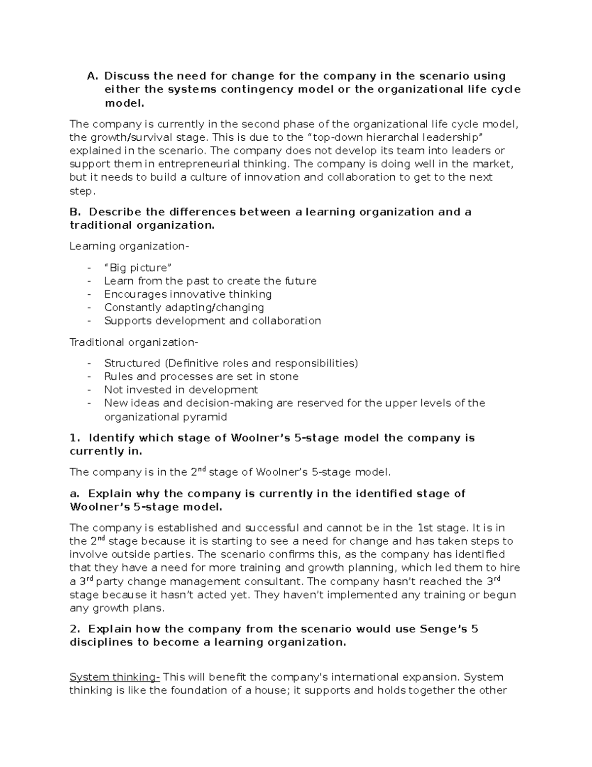 C721 Task 1: Transforming a Traditional Organization into a Learning ...