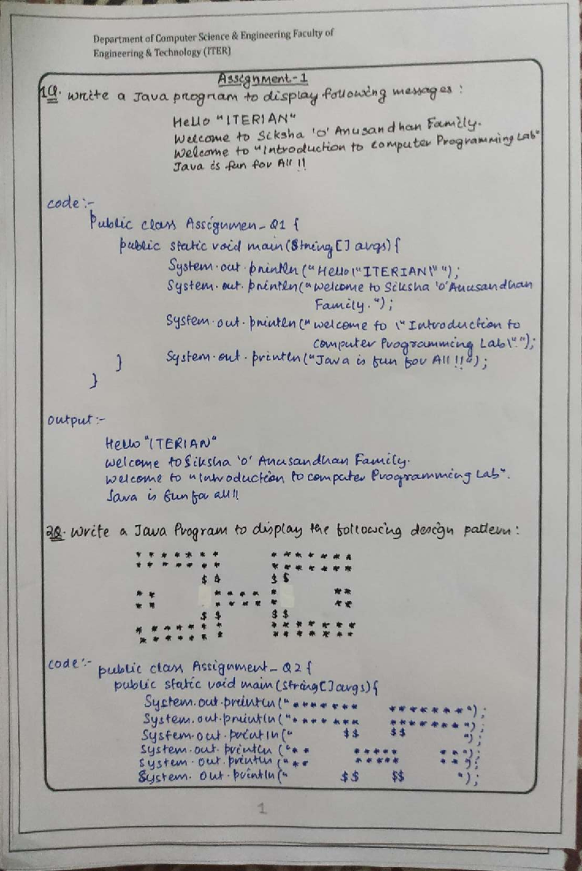 ICP Assignment: Java Programming Exercises and Solutions - Studocu